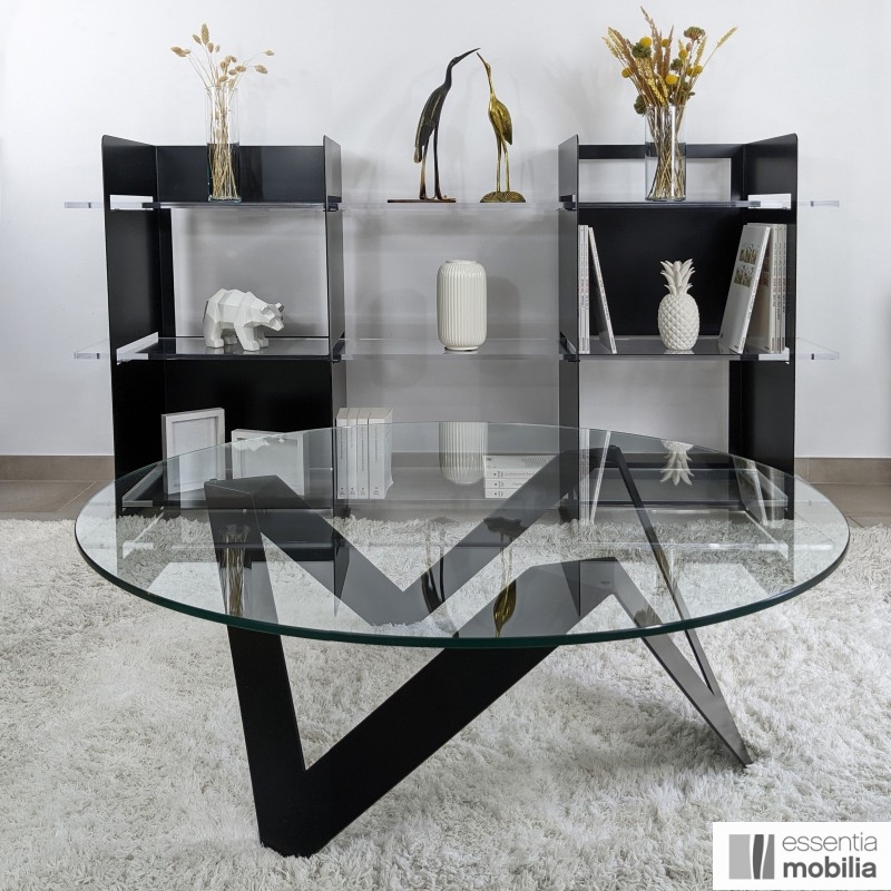 Table basse ronde / goutte verre et métal 80 à 100 cm ️