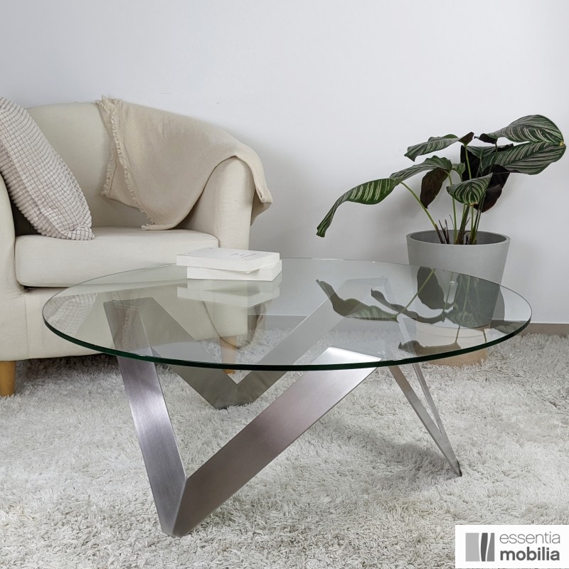 Table basse ronde verre et métal 80 à 100 cm ️