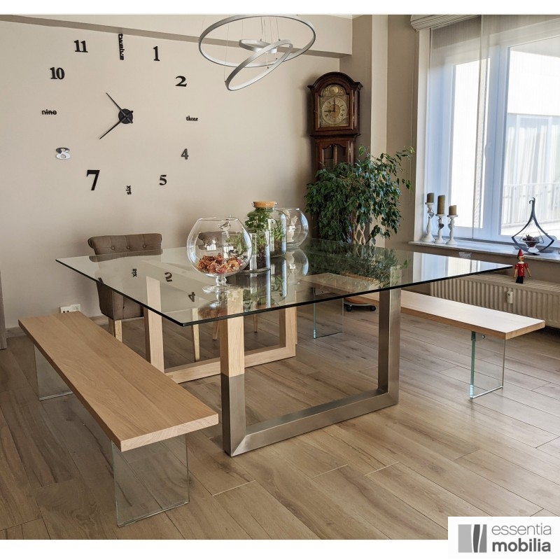 Banc design chêne massif et verre sur mesure ️