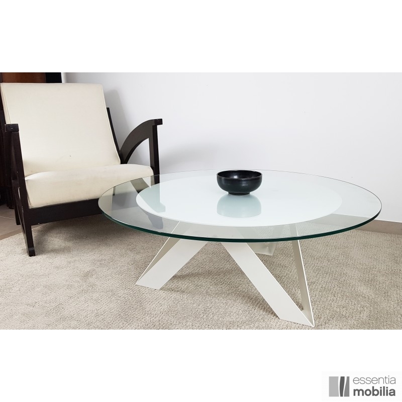 Table basse ronde verre et métal 90 à 100 cm ️