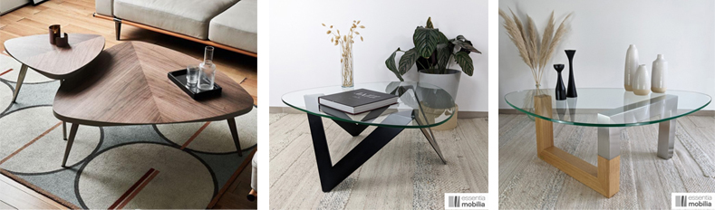 Les tables basses avec des plateaux de forme organique